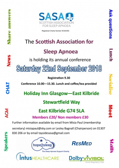 Scottish Association for Sleep Apnoea (SASA) Conference - Hope2Sleep ...